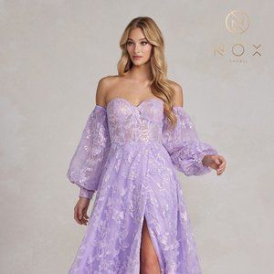 Nox | Dresses | New Long Off The Shoulders Embroidered Dress With Removable Sleeves Nx K155 ...
